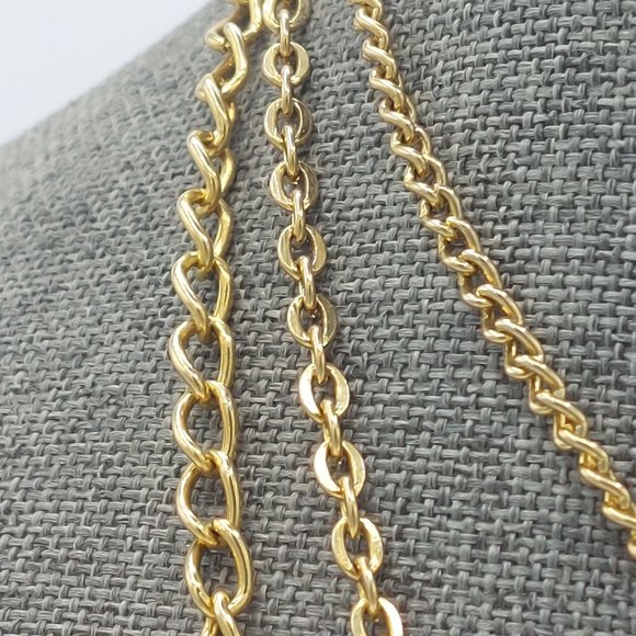 Jewelry | Gold Toned Tripple Strand Chain Necklace Charms Statement ...